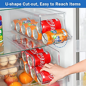 Puricon 2 Pack Soda Can Organizer Dispenser for Refrigerator Bundle with 2 Pack Lazy Susan Clear Organizer for Cabinet Pantry Storage