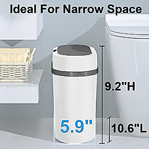 LALASTAR Automatic Trash Can, Small Bathroom Trash Can with Lid, Slim Touchless Garbage Can, Narrow Motion Sensor Trashcan, Smart Plastic Trash Bin for Bathroom, Bedroom, Kitchen, White, 2 Gallon