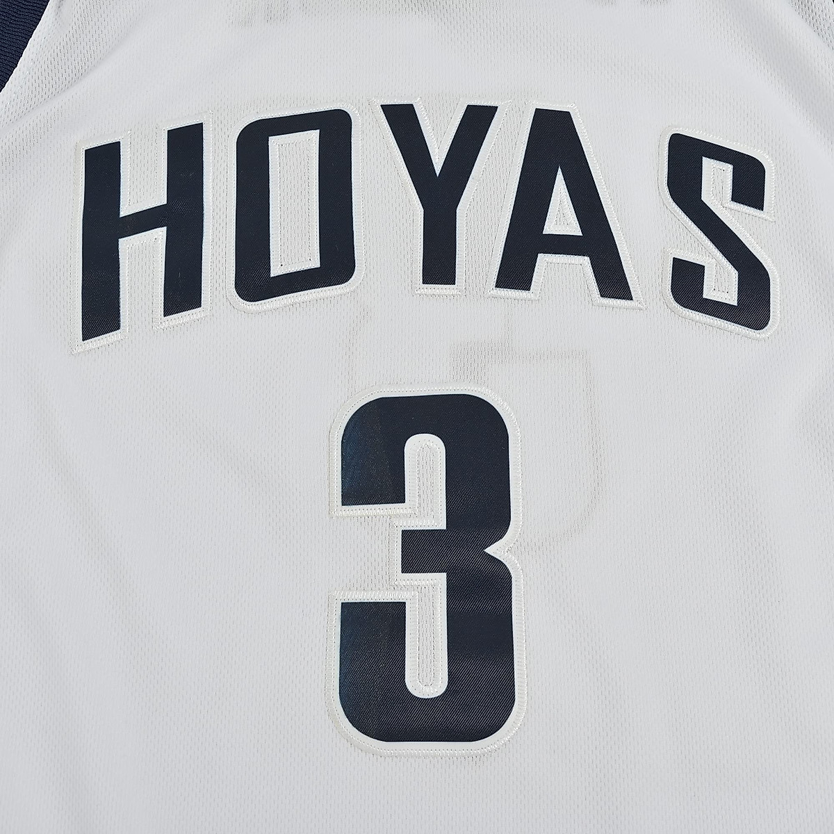 CREEST Men's Georgetown#3 Basketball Jersey Mesh Embroidery Performance Sports Jersey Party Dress Basketball Shirt (White, XL)