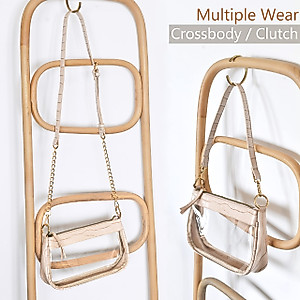 Clear Shoulder Handbag Classic 90s Purse Women Vegan Leather Crocodile Corssbody Bag (Beige)