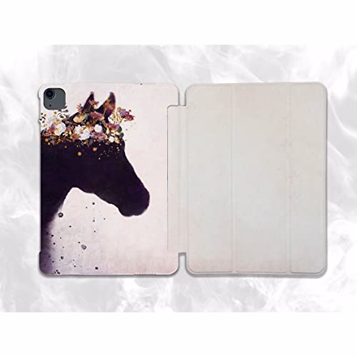 Kawaii Flower Horse Animal case Compatible with iPad Mini Air Pro 7.9 8.3 9.7 10.2 10.9 11 12.9 inch Pattern Cover New 2022 2021 Trifold Stand 3 4 5 6 7 8 9 Generation 360 (9.7" 5/6 gen)