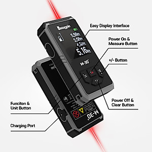 Compact Laser Measurement Tool, MAGPIE M-30+ 98ft/30m Small Laser Distance Meter, Rechargeable Laser Measure for Fast, Precise Results (‎Space Gray)