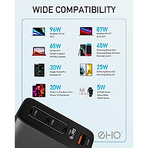 USB C Charger, 100W USB-C Power Adapter, Super Fast Charger for Samsung, GaN III Compact & Foldable Versatile Charger, 3 USB C+1 USB Port Charging Block Compatible with MacBook/iPhone/iPad, UL Listed