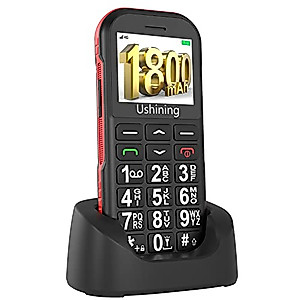 USHINING 4G LTE Unlocked Senior Cell Phone 1800mAh Battery Type-C Charger Seniors Feature Phone SOS Calling Basic Phone for Elderly Unlocked Feature Cell Phone with Charging Dock(Black)