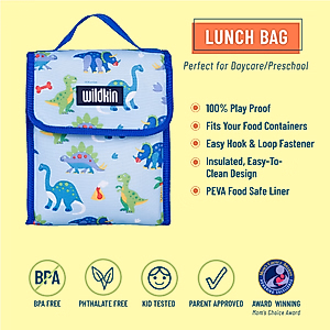 Wildkin 12 Inch Backpack Bundle with Insulated Lunch Bag (Dinosaur Land)