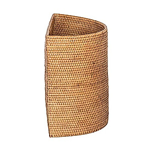 KOUBOO 1030082, Honey Brown Handwoven Half-Moon Rattan Waste Basket