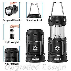 Lanterns, Camping Lantern, Solar Lantern Flashlights Charging for Phone, USB Rechargeable Led Camping Lantern, Collapsible & Portable for Emergency, Hurricanes, Power Outage, Storm (2 Pack)