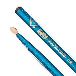 Vater Percussion Color Wrap 5A Drumsticks, Blue Sparkle, Nylon Tip