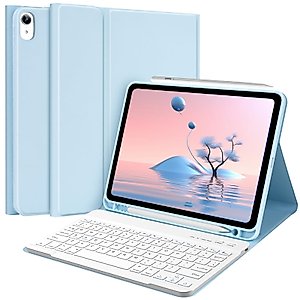 TQQ iPad Air 11-inch (M2) 2024/ iPad Air 5th/4th Generation Case with Keyboard - Rechargeable Bluetooth Keyboard, Pencil Holder, for New iPad Air 11-inch (M2) 2024 /iPad Air 10.9 inch, Blue