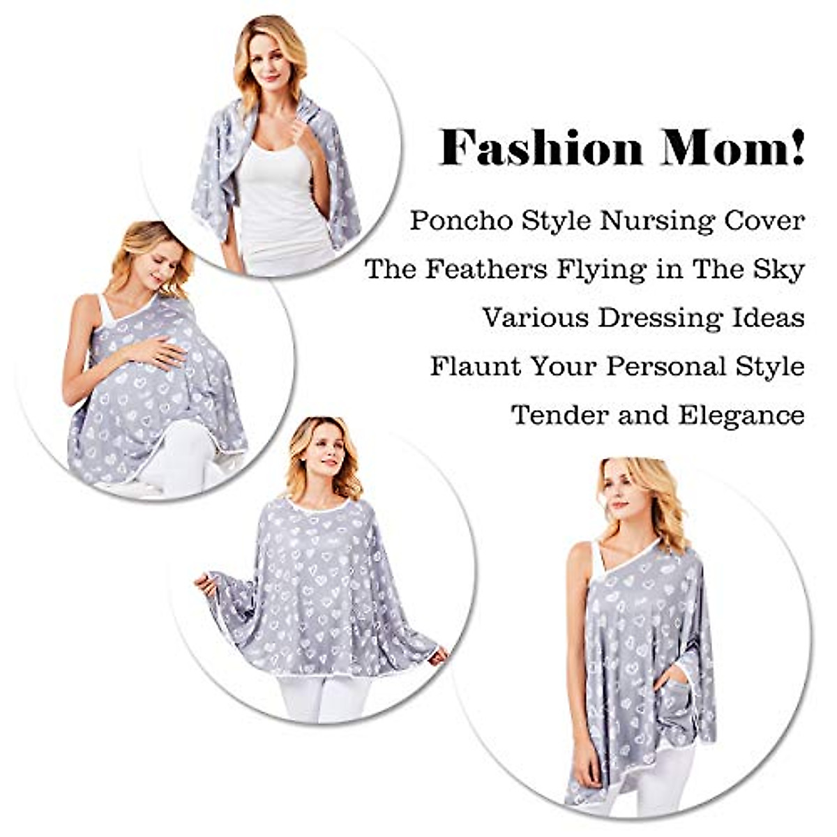 Kefee Kol Baby Nursing Cover & Nursing Poncho - Multi Use Cover for Baby Car Seat Canopy, Shopping Cart Cover, Stroller Cover, 360° Full Privacy Breastfeeding Coverage, Baby Shower Gifts for Boy&Girl