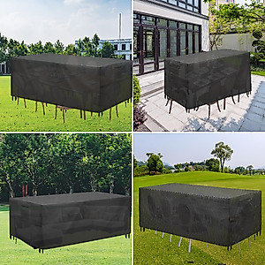 600D Heavy Duty Large Waterproof Tea Table Cover -96" Outdoor Sofa Set Covers- Rectangular Patio Table Cover , Dining Table Cover, Table and Chair Set Cover Black