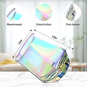 DIEWEISIMI Wine Glasses Set of 2, Diamond Stemless Wine Glasses - Iridescent Glassware