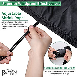 Patio Furniture Covers Waterproof, 83 x 51 x 29 inch Furniture Set Cover Outdoor,Patio Table Cover, RESUNSY Durable Patio Seat Cover with 4 Windproof Buckles, Patio Cover Fits for 8-10 Seats