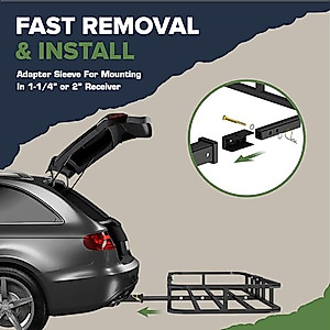 ARKSEN 53 x 19 Inch Heavy Duty Cargo Rack Carrier 500 Lbs Capacity 2/1.25 Inch Receiver Hitch Luggage Basket for SUV Pickup Camping Traveling