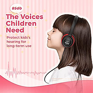 vinamass Kids Headphones, Ear Headphones for Kids, Wired Headphones with Safe Volume Limiter 85dB, Adjustable and Flexible for Kids, Boys, Girls,Suit for School Classroom Students Teens Children
