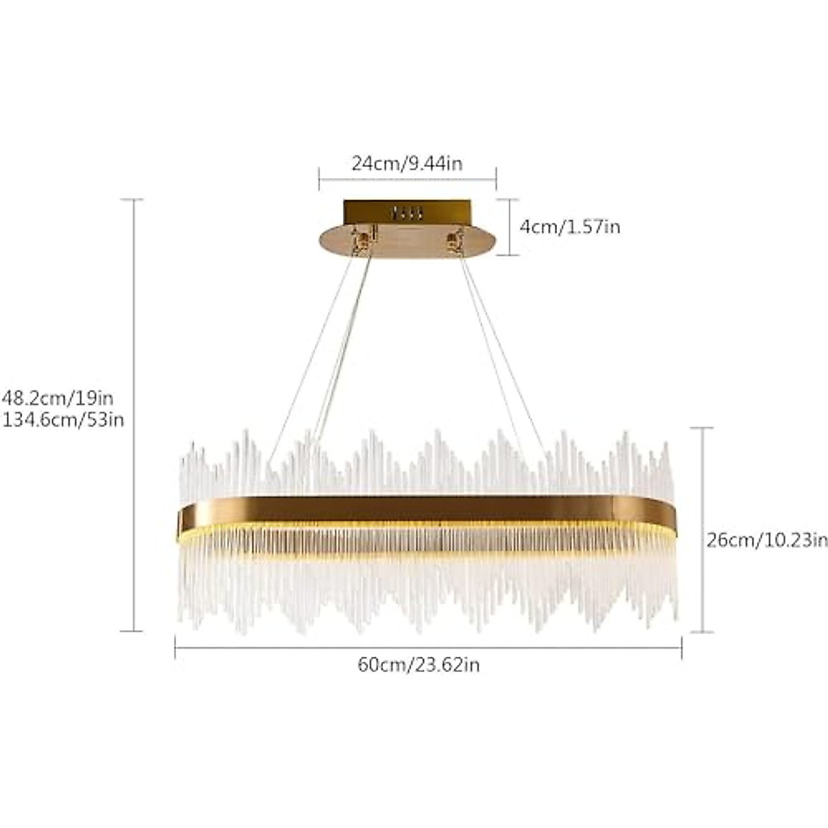 Chandelier,Crystal chandelier, Ceiling Chandelier Lamp, Modern Crystal Chandelier Oval Gold Crystal Pendant Light LED Chandelier Hanging Lighting Fixture Adjustable Height for Dining Room Kitchen Livi