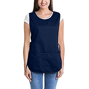 DALIX Cobbler Apron 2 Pockets Smock Chef 28.5" x 18.5" Poly Cotton Navy Blue
