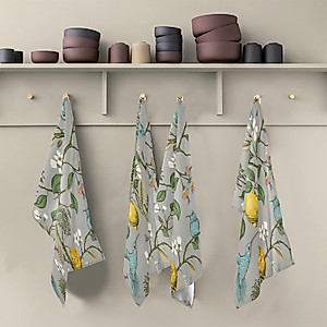 ALAZA Birds Lemons Flowers and Hummingbirds Decorative Kitchen Dish Towels Set of 6,Soft and Absorbent Kitchen Hand Towels Home Cleaning Towels Dishcloths,18 x 28 Inch