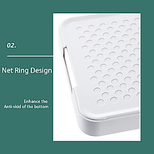 Plastic Serving Tray with Handles Rectangular in White 12.99inchx10.24Inch, Breakfast Tray Reusable Charcuterie, Food, Snack, Dessert Platters, Used in Bedroom, Kitchen, Living Room, Bathroom…