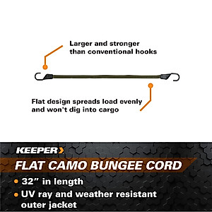 Keeper - 32” Flat Camo Bungee Cord - UV and Weather-Resistant