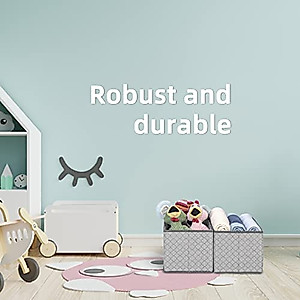 ShanSon Fabric Storage Bins 2 Pack One Click Installation Storage Cubes with Lids Foldable Storage Baskets with Cover for Home Bedroom Kids Room Closet Office Nursery and Toys Organization Grey