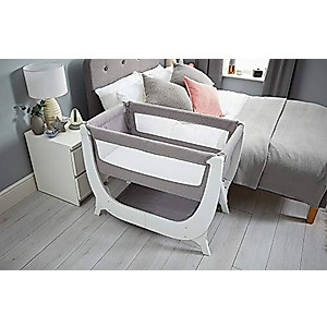 Beaba by Shnuggle Air Bedside Sleeper, Bedside Bassinet, and Infant Crib with Breathable Mesh Sides and Zip Down Side, 7 Different Height Adjustments, Grey