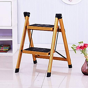 PENGJIE Folding Ladder Step Stool Ladder Stool 2 Step Folding Heavy Duty Steel Portable Anti Slip Mat Tread Compact 150 Kg Capacity