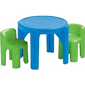 Little Tikes Bright 'n Bold Table & Chairs, Green/Blue, 24 x 24 x 18