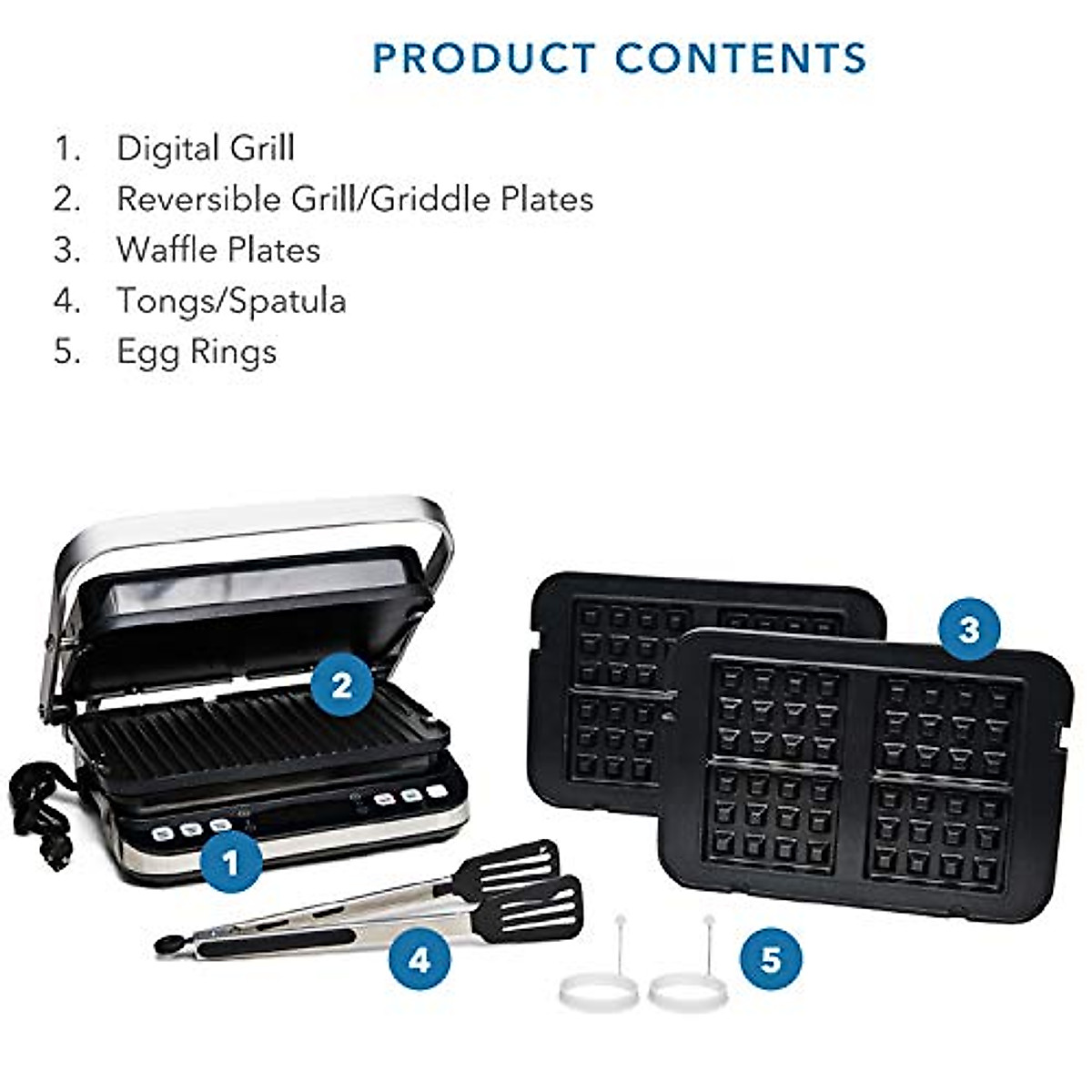 Yedi Total Package 6-in-1 Digital Indoor Grill, Waffle Maker, Panini Press, Griddle, with Deluxe Accessory Kit