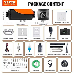 VEVOR 8KW Diesel Heater, Parking Heater with Automatic Altitude Adjustment, Max 18045 ft, Bluetooth App Control Diesel Air Heater, Remote Control and LCD, for Car SUV Trailer Camper Van Boat Garage