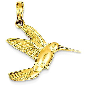 IceCarats 14K Yellow Gold Hummingbird Necklace Bird Pendant Charm 22mm x 21mm Only