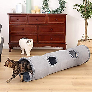 Speedy Pet Collapsible Cat Tunnel, Cat Toys Play Tunnel Durable Suede Hideaway Pet Crinkle Tunnel with Ball M