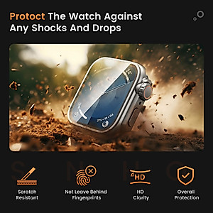 [2 in 1] Waterproof Case for Apple Watch Series 9 8 7 45mm, [Looks Like Ultra] 360° Protective Hard PC Front & Back Bumper with HD Tempered Glass Screen Protector for iWatch Cover Accessories