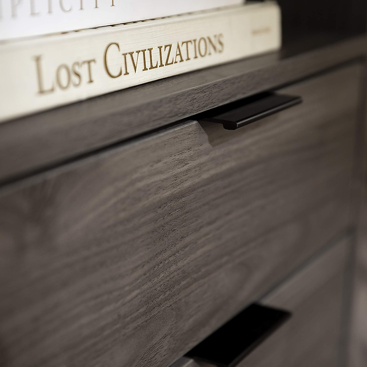 Walker Edison Modern Wood Nightstand Side Table Bedroom Storage Drawer and Shelf Bedside End Table, 25 Inch, Slate Grey