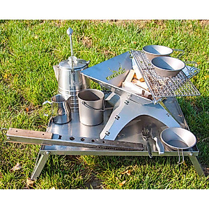 Winnerwell Accessory Table for Flatfold Fire Pit - XL | Portable Stainless Steel Accessory Table for Fire Pan and Camping