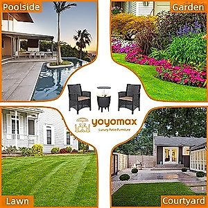 yoyomax Patio Furniture Set Clearance, Outdoor Rattan Chair for Garden, Porch, Yard, Backyard, Poolside-Black, 2PCS