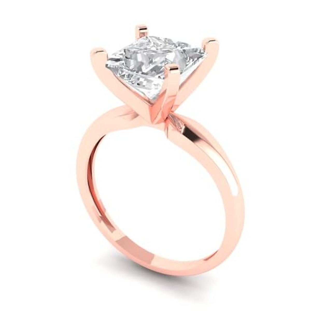 Clara Pucci 2.5ct Princess Cut Solitaire White Lab Created Sapphire Engagement Bridal Promise Anniversary Ring in 18K Rose Gold 3.75