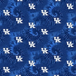 University of Kentucky Cotton Fabric by Sykel-Licensed Kentucky Wildcats Tye Dye Cotton Fabric