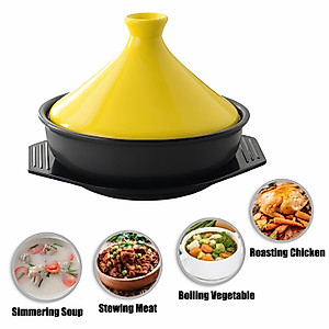 Xgxoz Ceramic Tajine Tagine Cooking Pot with Cone-Shaped Closed Lid, Ceramic Stew Pot Casserole Pot Multifunction Cookware for Stew Soup