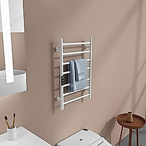 MegLob 80W Electrical Towel Rack Towel Holder & Warmer, Electric Towel Rail Warmer with 7 Heated Bars, Wall Mounted Heated Towel Rail with Smart Touch & Timer, White Towel Heated Dryer