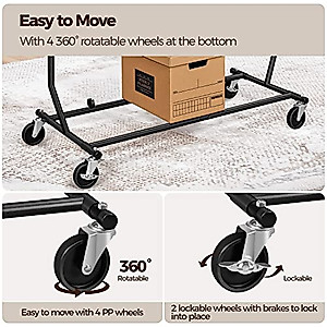 Yaheetech Heavy Duty Clothing Garment Rack, Rolling Clothes Organizer with Lockable Wheels & Extendable Rod, Adjustable Clothes Rack for Hanging Clothes, Black