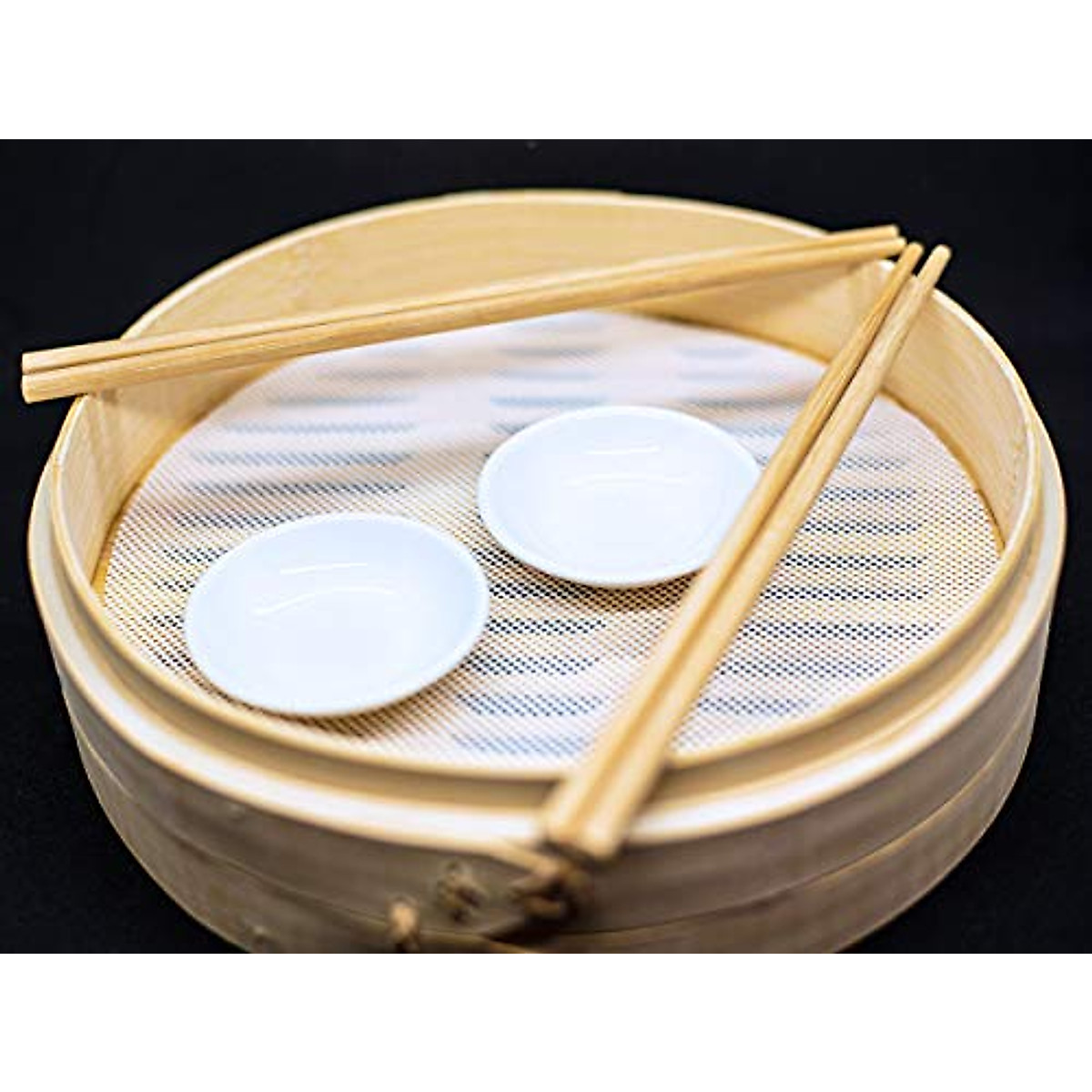 LUKARA Bamboo Steamer Basket – Dumpling Steamer Bamboo with Accessories – Bamboo Steamer 10 Inch with Silicone Steamer Liners, Cookbook, Chopsticks, Sauce Ramekins – Eco-Friendly Gift Set