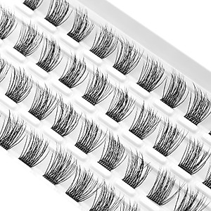 CarLary Lash Clusters, DIY Eyelash Extension, 40 Mini Glue Bonded Clusters Individual Lashes, Wispy Fluffy Reusable Artificial Natural Look, C Curl Lashes Pack (Volume-14mm)