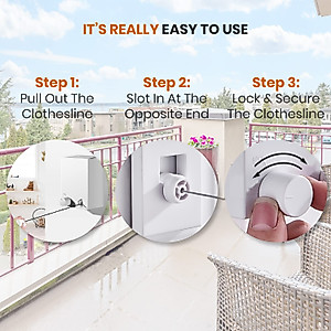 HandyAndy Heavy Duty Retractable Clothesline for Indoor & Outdoor - Retracting Laundry Drying Clothes Line with Wall Mount | Clothesline Pulley Kit for Backyard, Balcony, Patio, Bath Room & More!