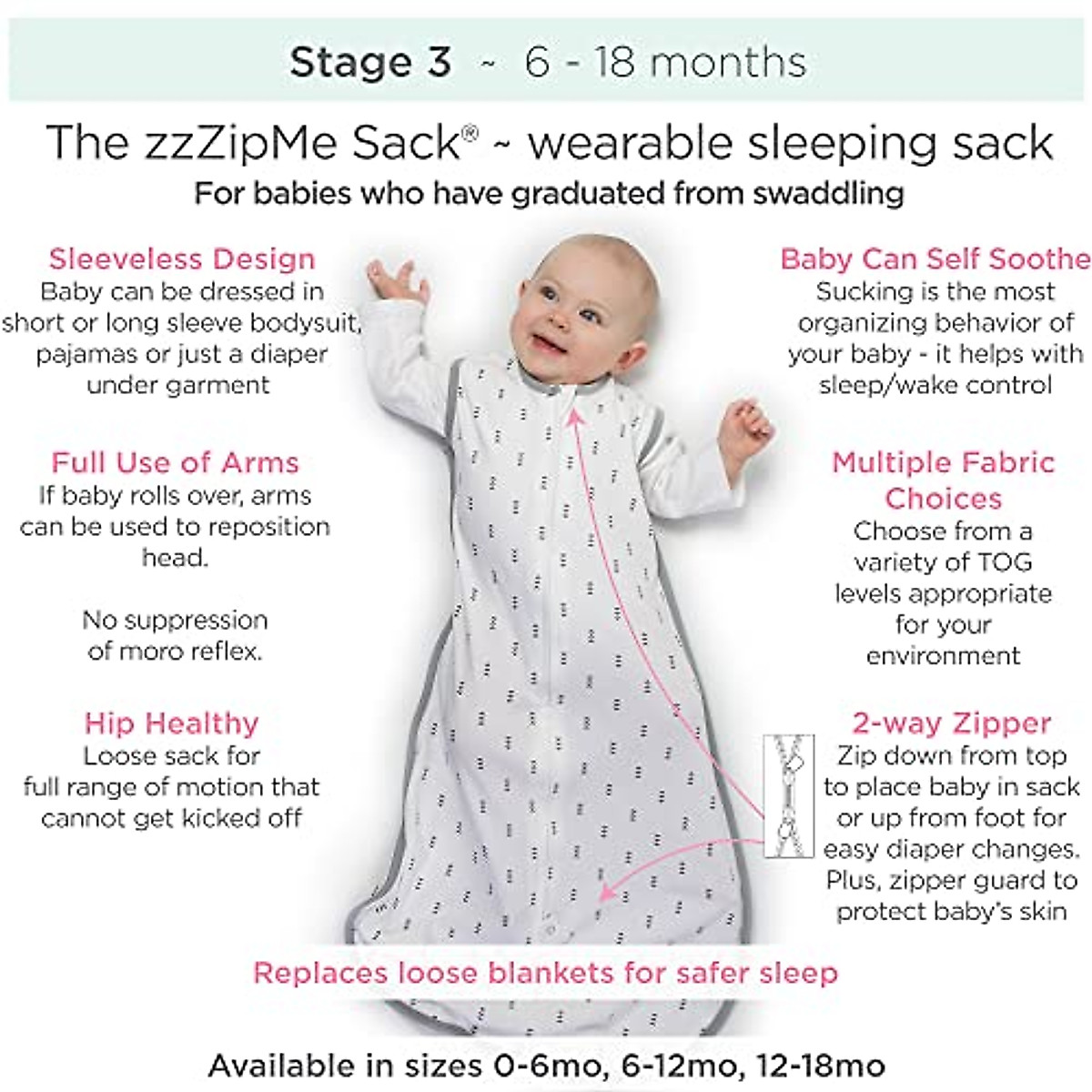 SwaddleDesigns Cotton Sleeping Sack with 2-Way Zipper, Made in USA, Premium Cotton Flannel, Pastel Blue Little Chickies, 6-12MO