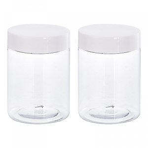 uxcell Round Plastic Jars with White Screw Top Lid, 10oz/ 300ml Wide-mouth Clear Empty Containers for Storage, Organizing, 2Pcs