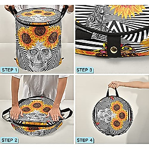 Butterfly Sunflowers Skull Pop Up Laundry Hamper With Lid Foldable Laundry Basket With Handles Collapsible Storage Basket Clothes Organizer for laundry Room Camp Travel