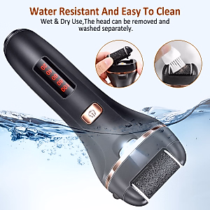 Electric Callus Remover for Feet,Rechargeable Foot File Hard Skin Remover,Waterproof 14 in1 Professional Pedicure Kit for Cracked Heels &Dead Skin,with 3 Roller Heads 2 Speed, Battery Display