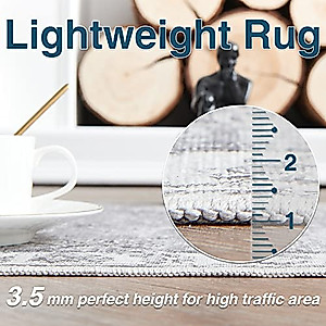 COLLACT Runner Rug 2x6 Area Rug Hallway Persian Rug Vintage Grey Floral Print Carpet Distressed Rug Indoor Mat Foldable Thin Rug Non Slip Accent Rug Kitchen Living Room Bedroom Dining Room