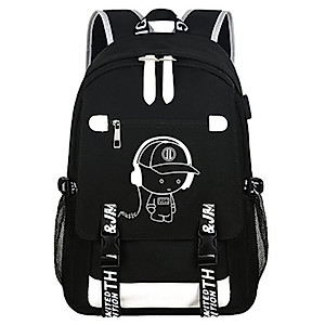 School Backpack ,Anime Luminous Noctilucent School Bags Daypack, Waterproof USB Chargeing Port Laptop Backpack Tech Bookbag Work Bag, bookbags for boys Backpacks for teens Backpack For Women (Black)